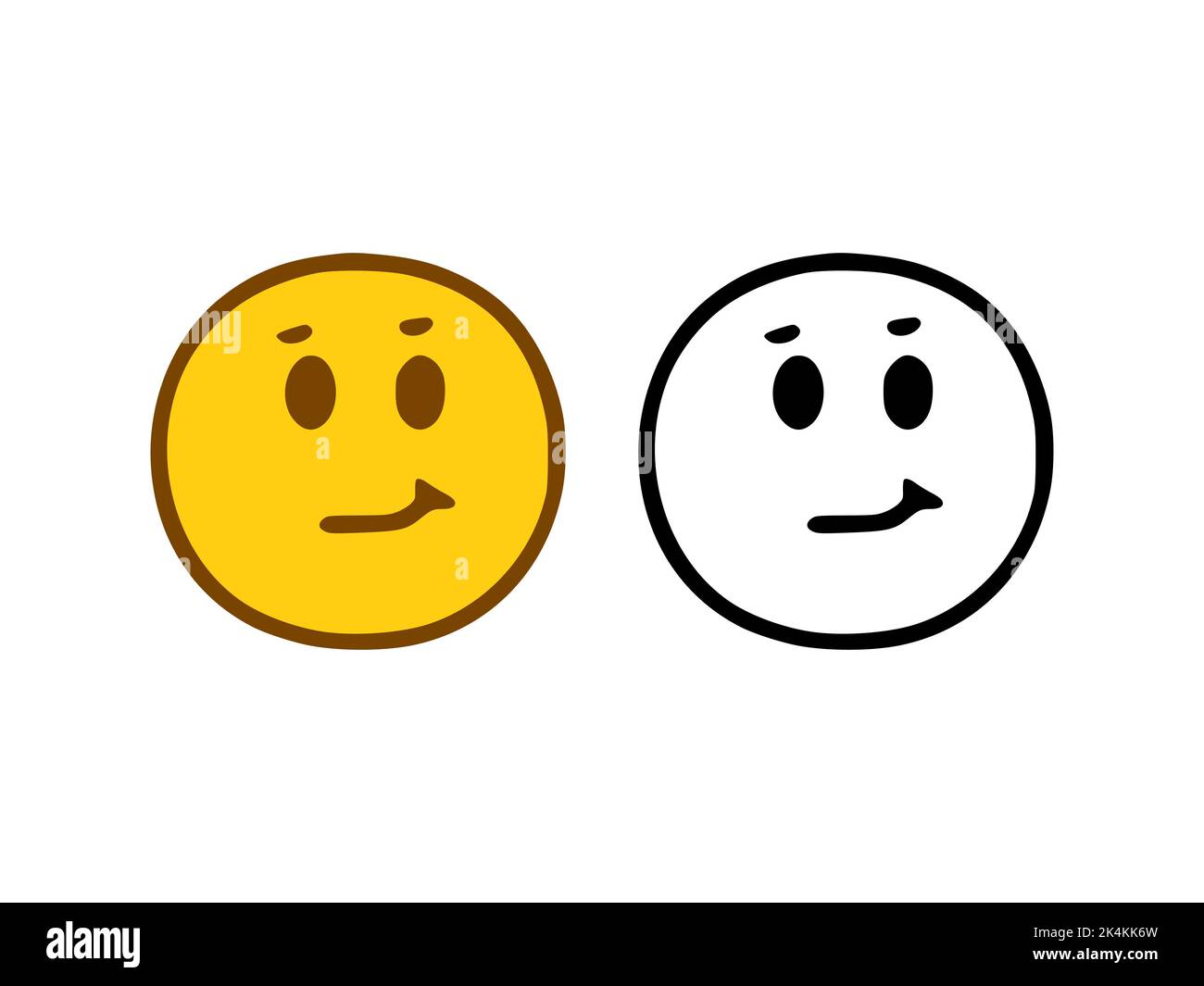 Cute happy face emoticon in doodle style isolated on white background ...