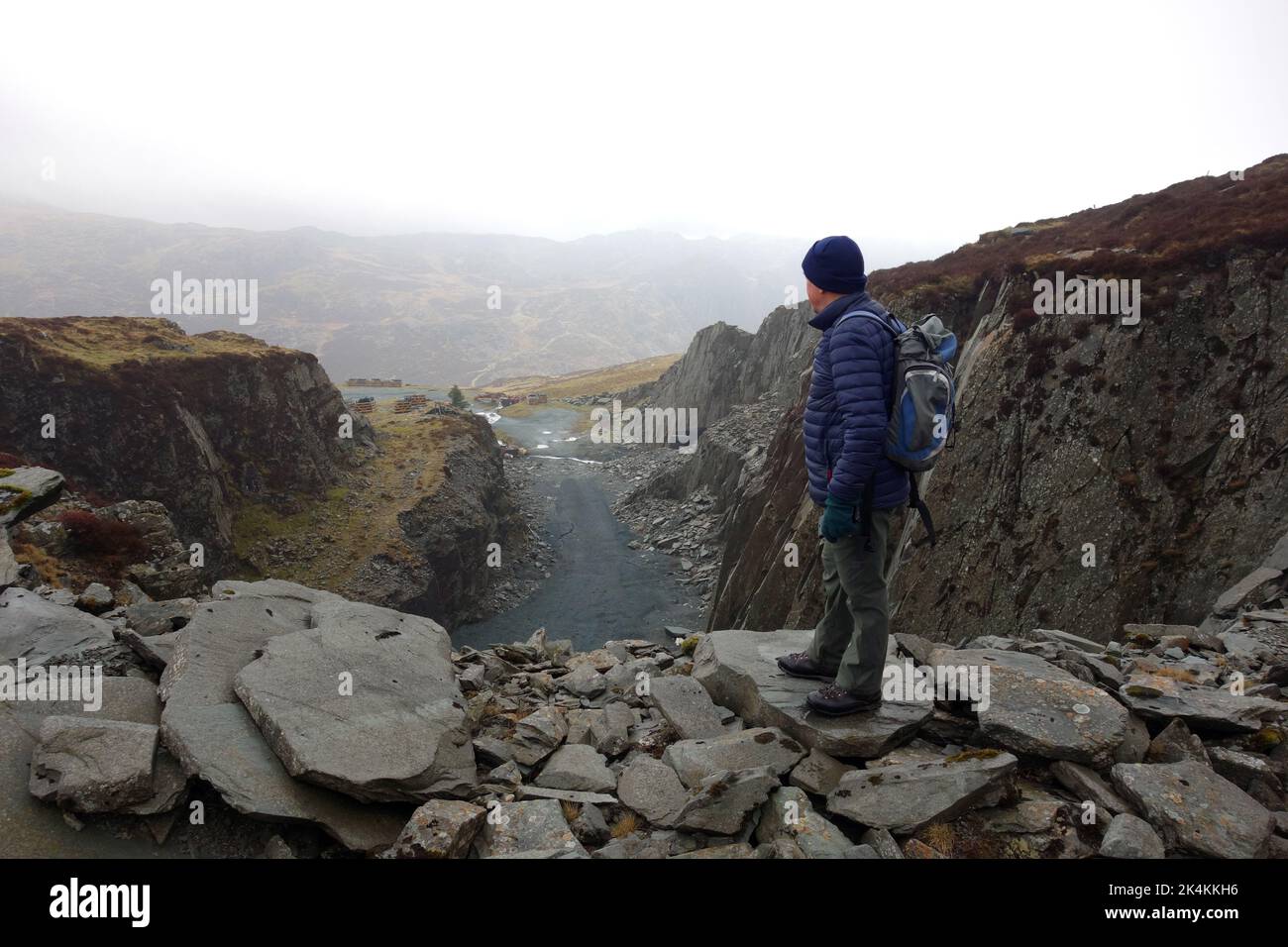 Lone Man Standing by the Old Honister Slate Quarry on Route to the ...
