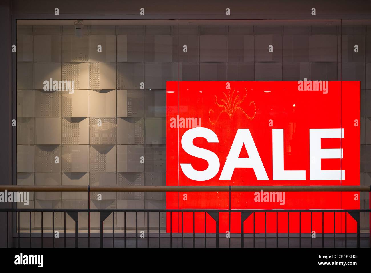 Huge sale sign at the Howard Centre in Welwyn Garden City, England ...