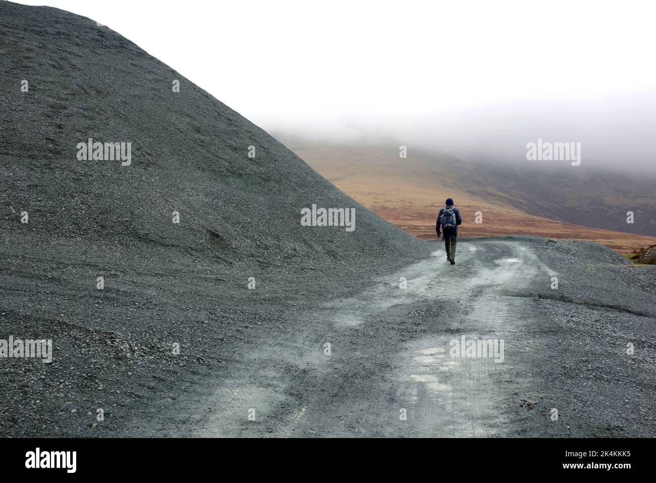 Lone Man Walking Past Spoil Heaps by the Honister Slate Quarry to the ...