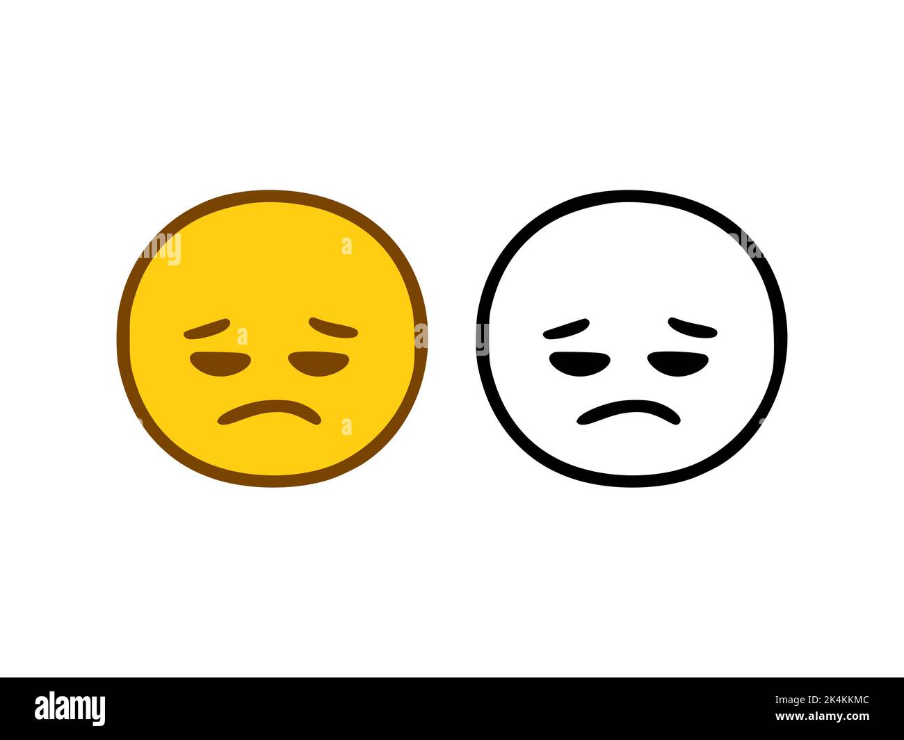 Sad face emoticon in doodle style isolated on white background Stock ...