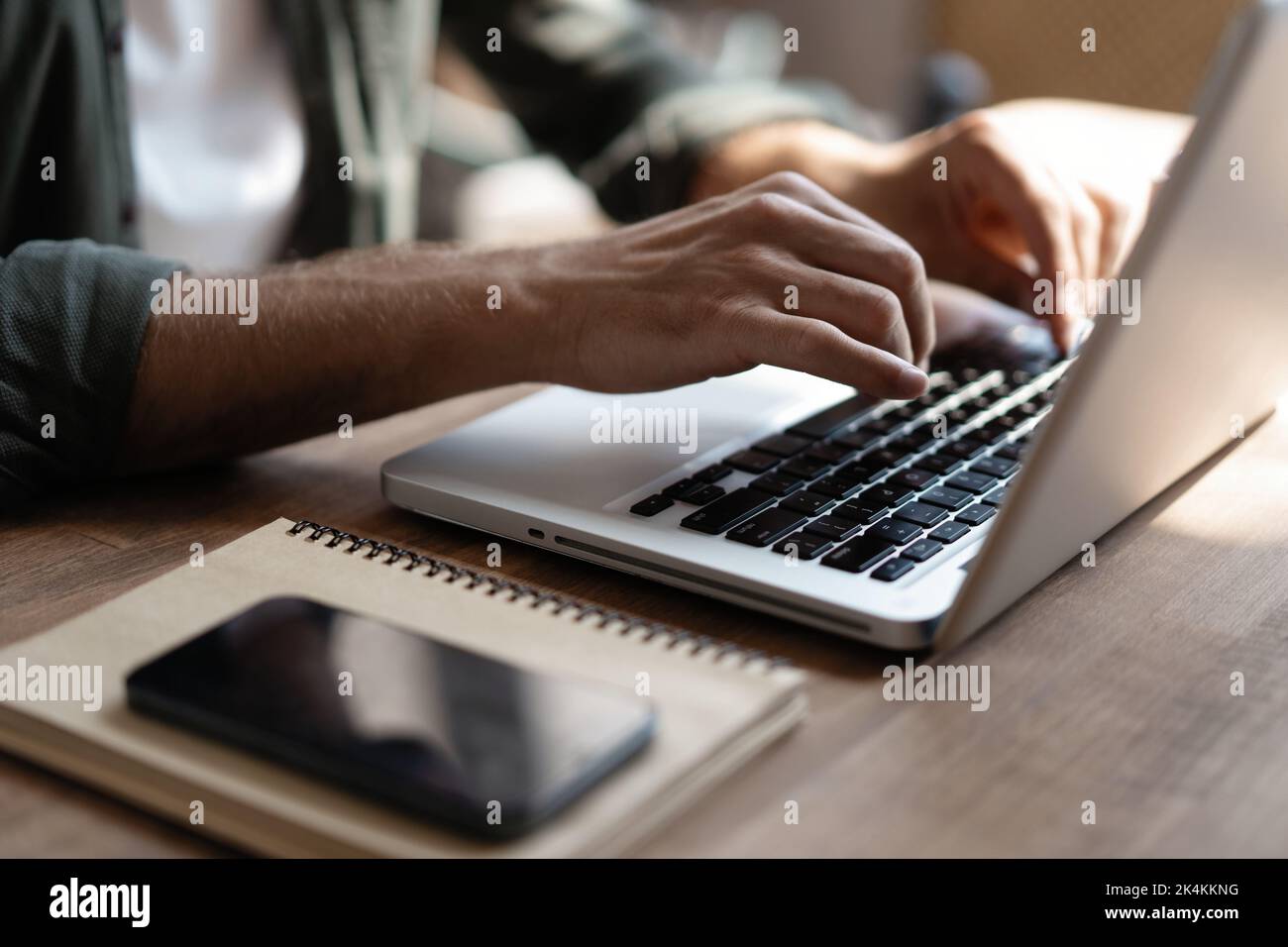 Hand typing message on keyboard laptop chatting friend search ...