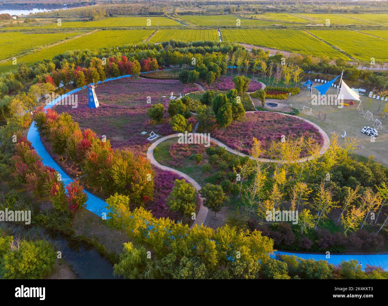 HUAI'AN, CHINA - OCTOBER 3, 2022 - An aerial photo shows colorful ...