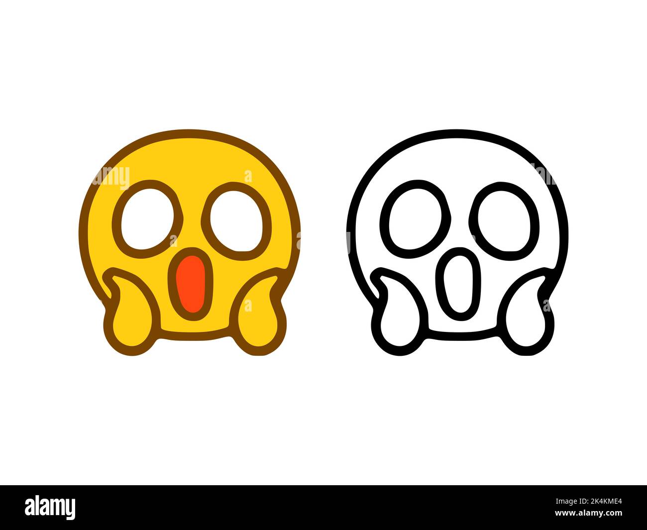 Scared emoticon in doodle style isolated on white background Stock ...