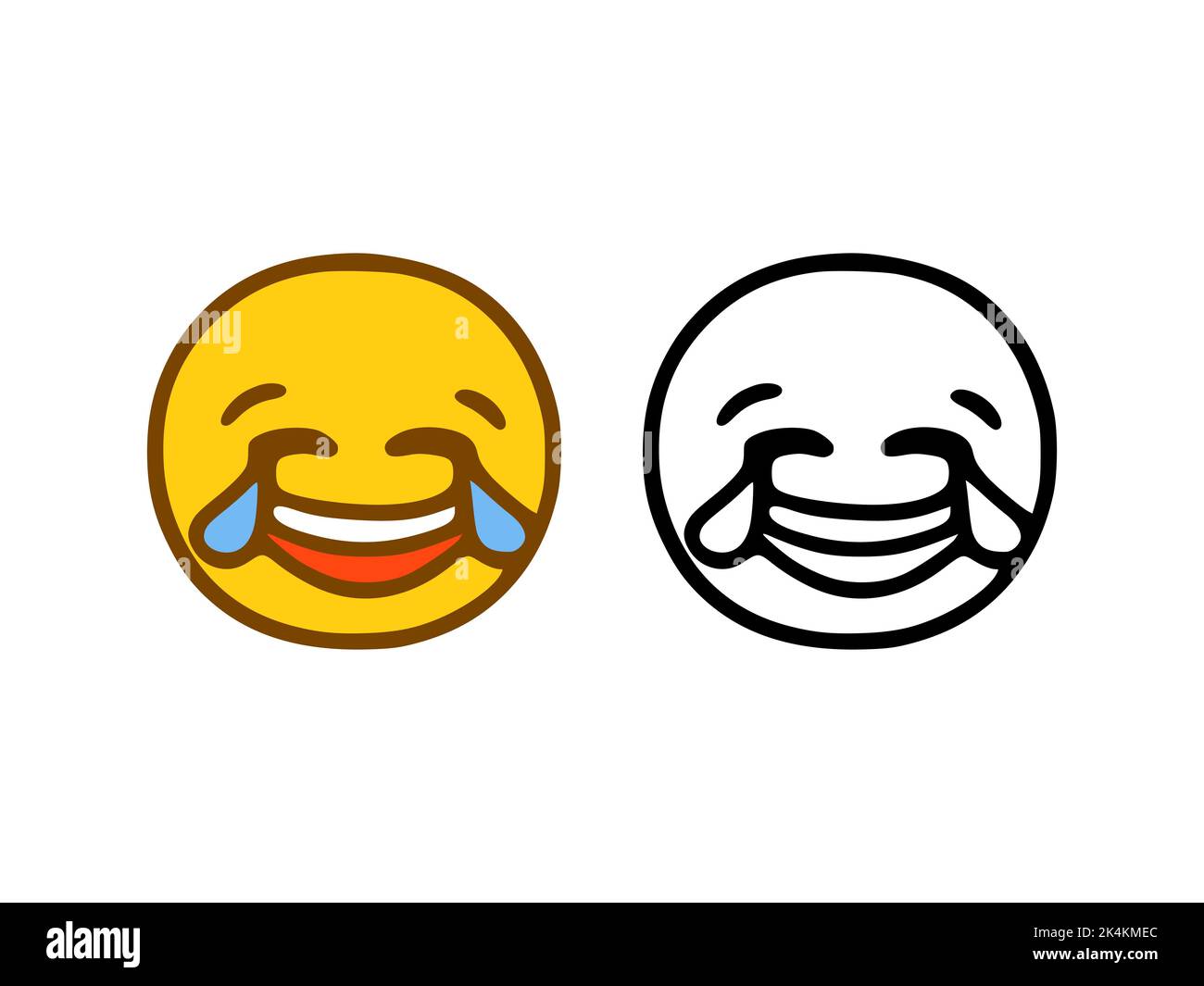 Laughing to tears emoticon in doodle style isolated on white background ...