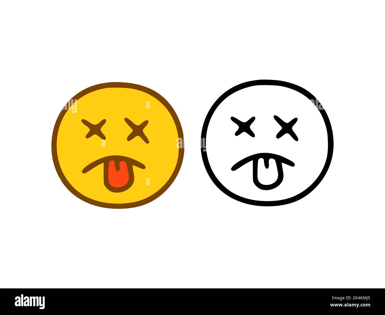 Kill face emoticon in doodle style isolated on white background Stock ...