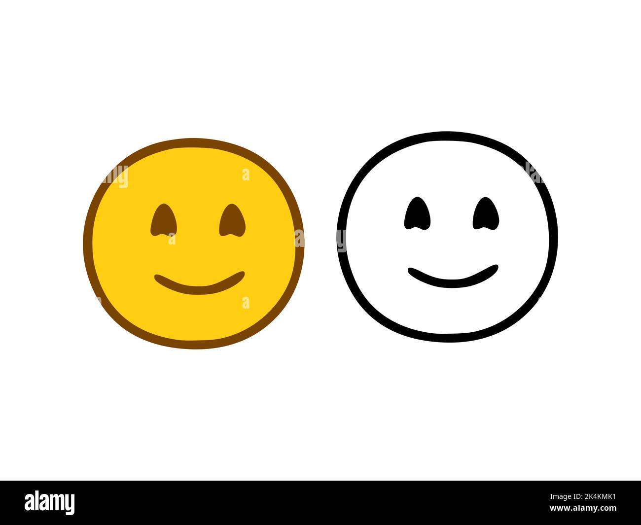 Cute happy face emoticon in doodle style isolated on white background ...