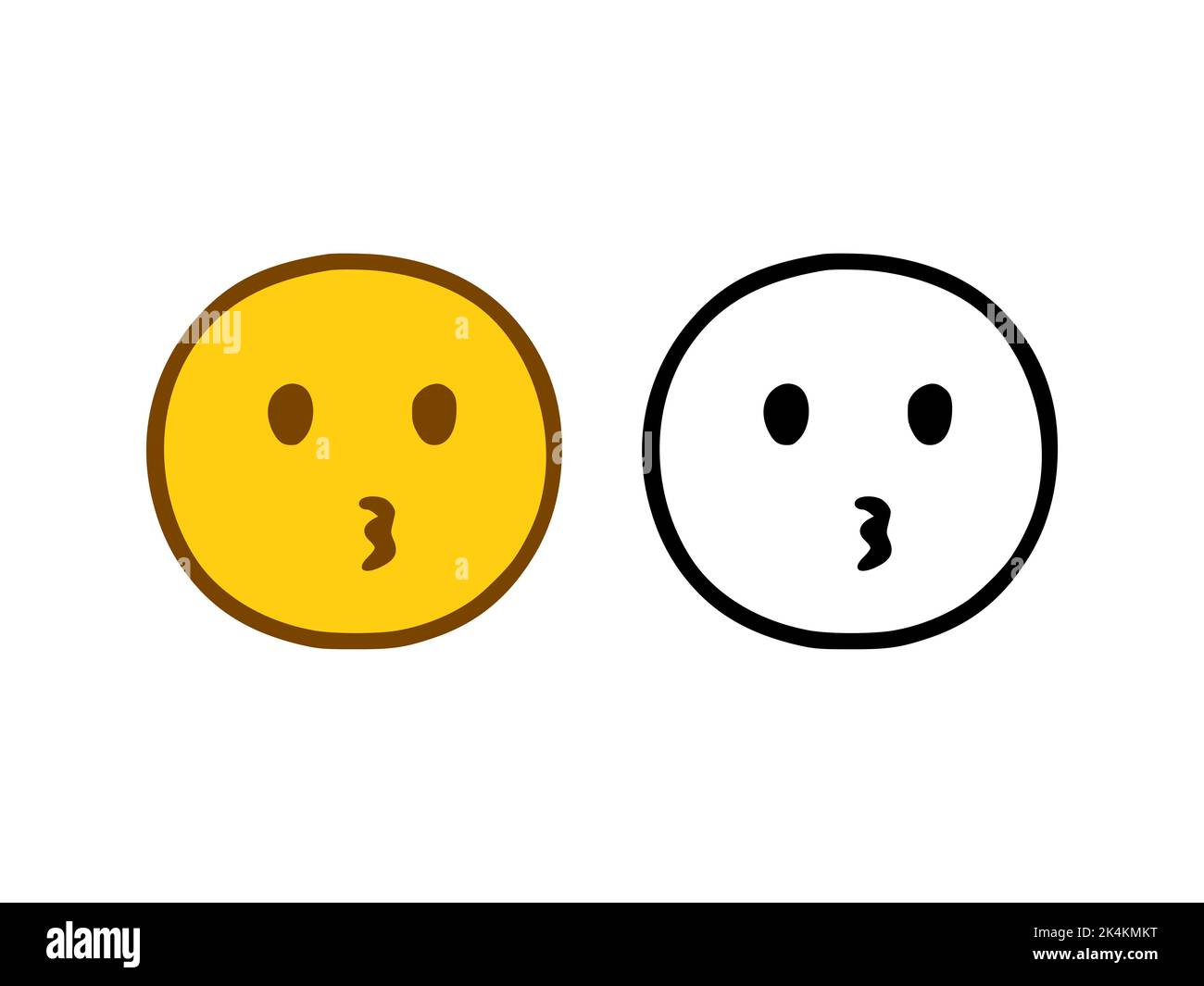 Kissing emoticon in doodle style isolated on white background Stock ...