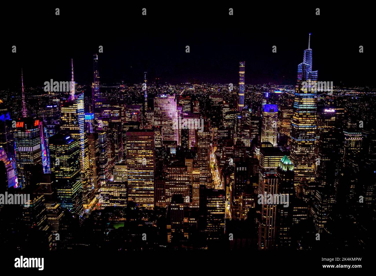 An aerial view of modern buildings during dark night Stock Photo - Alamy
