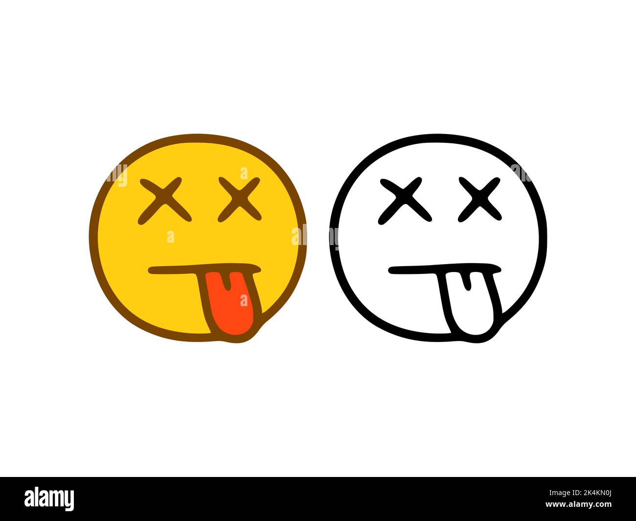 Kill face emoticon in doodle style isolated on white background Stock ...