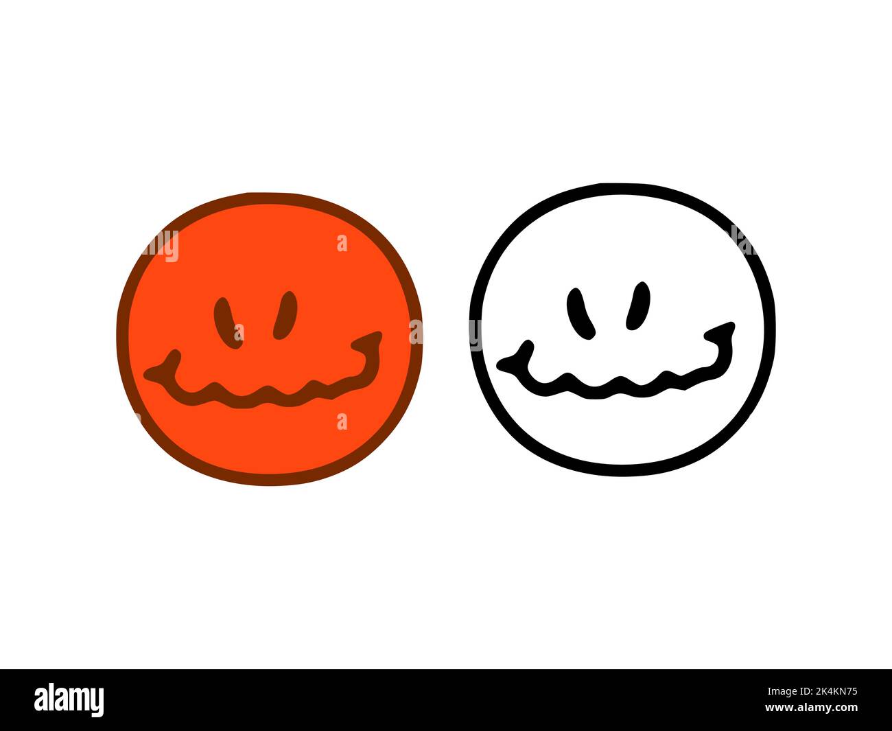 Evil face emoticon in doodle style isolated on white background Stock ...