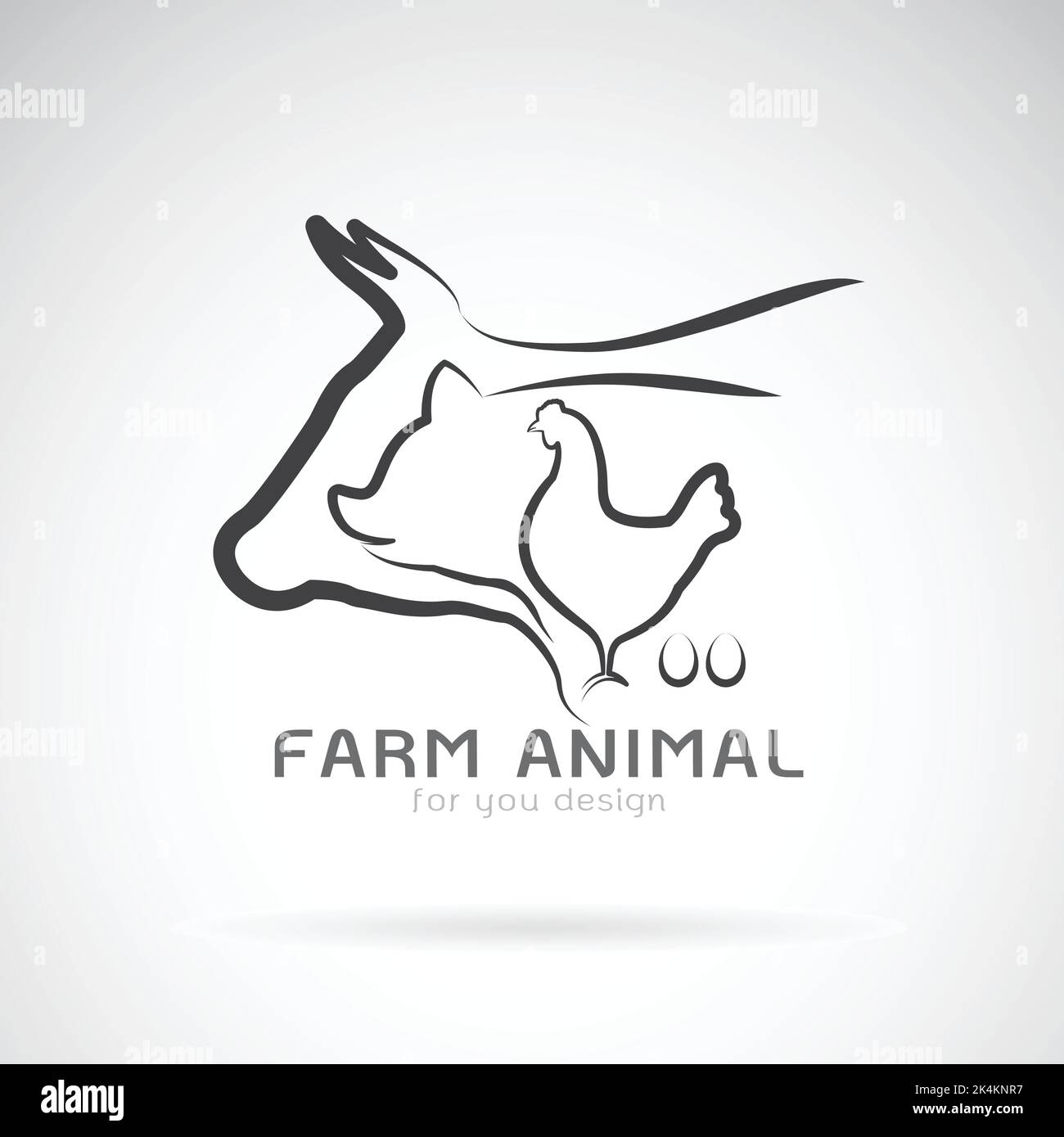 Vector group of animal farm label., Cow, pig, chicken, egg. Logo Animal ...