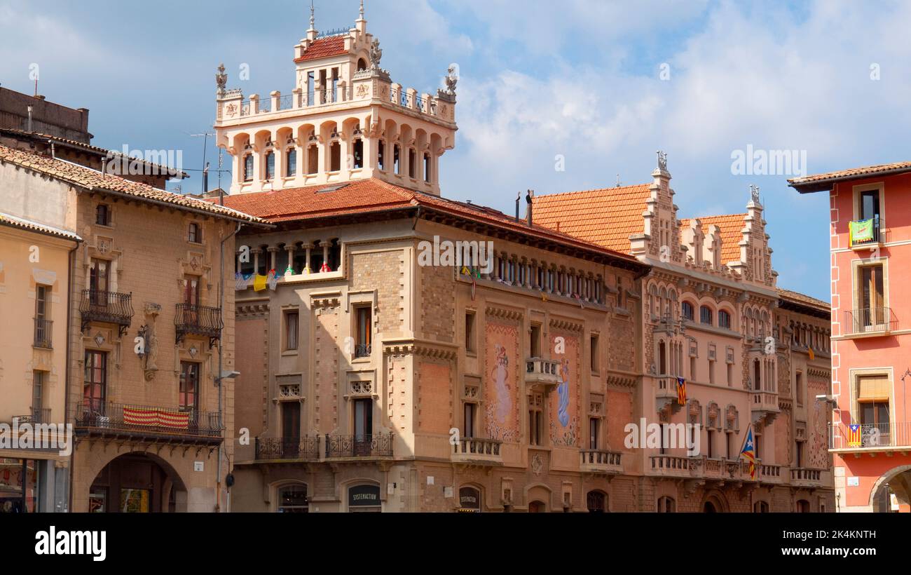 Plaça Major de Vic. Buildings around the main square, Vic, Spain Stock ...