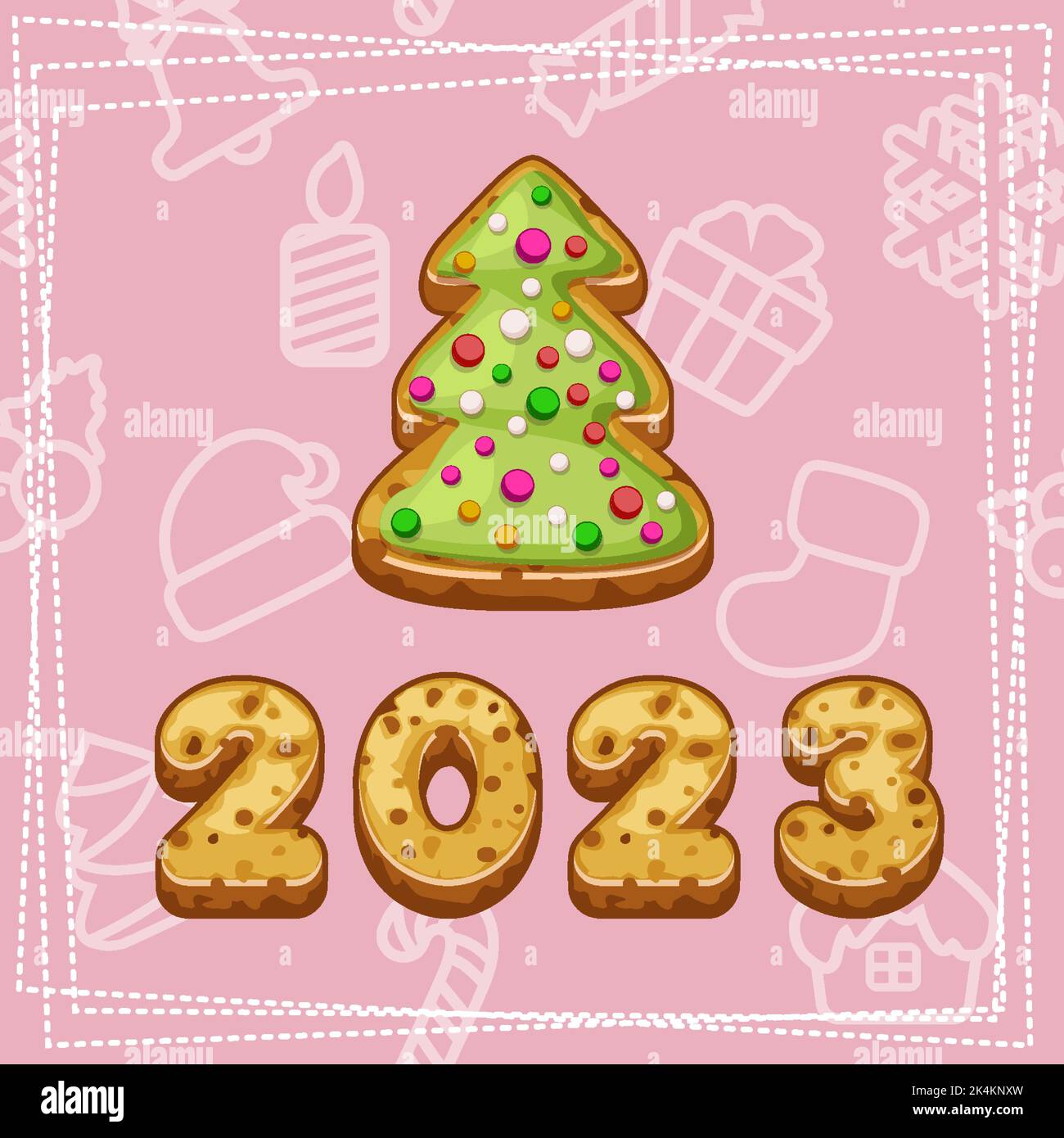 Merry Christmas and Happy New Year 2022, Christmas tree cookies Stock ...