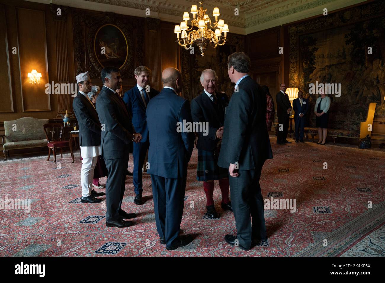 King Charles III speaks to Scottish Secretary Alister Jack as he hosts ...