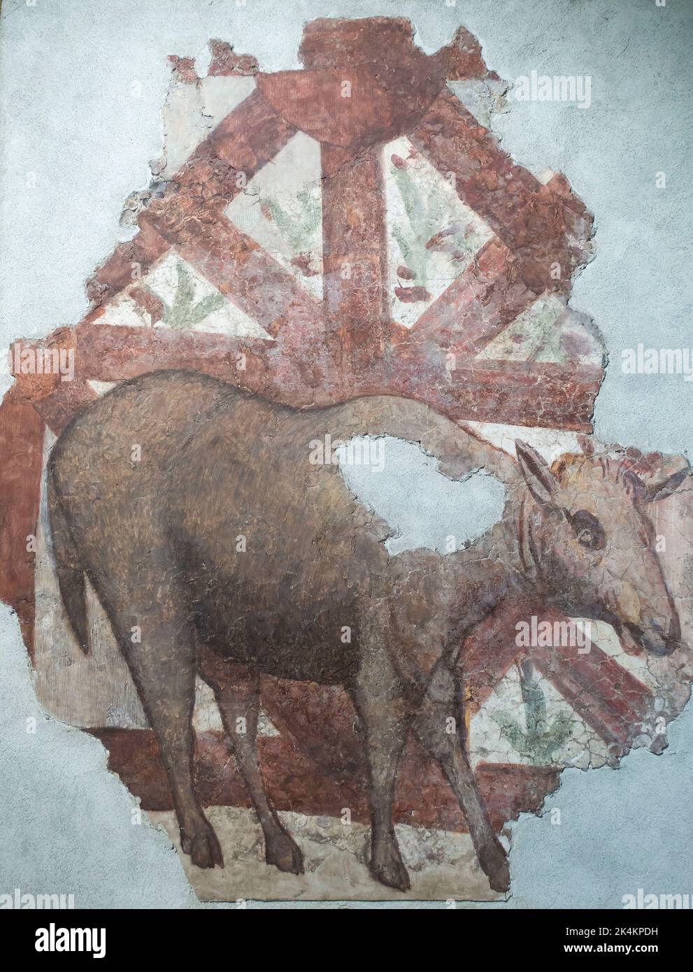 Rome, Centrale Montemartini Museum, Roman Painted Plaster of a Sheep or ...