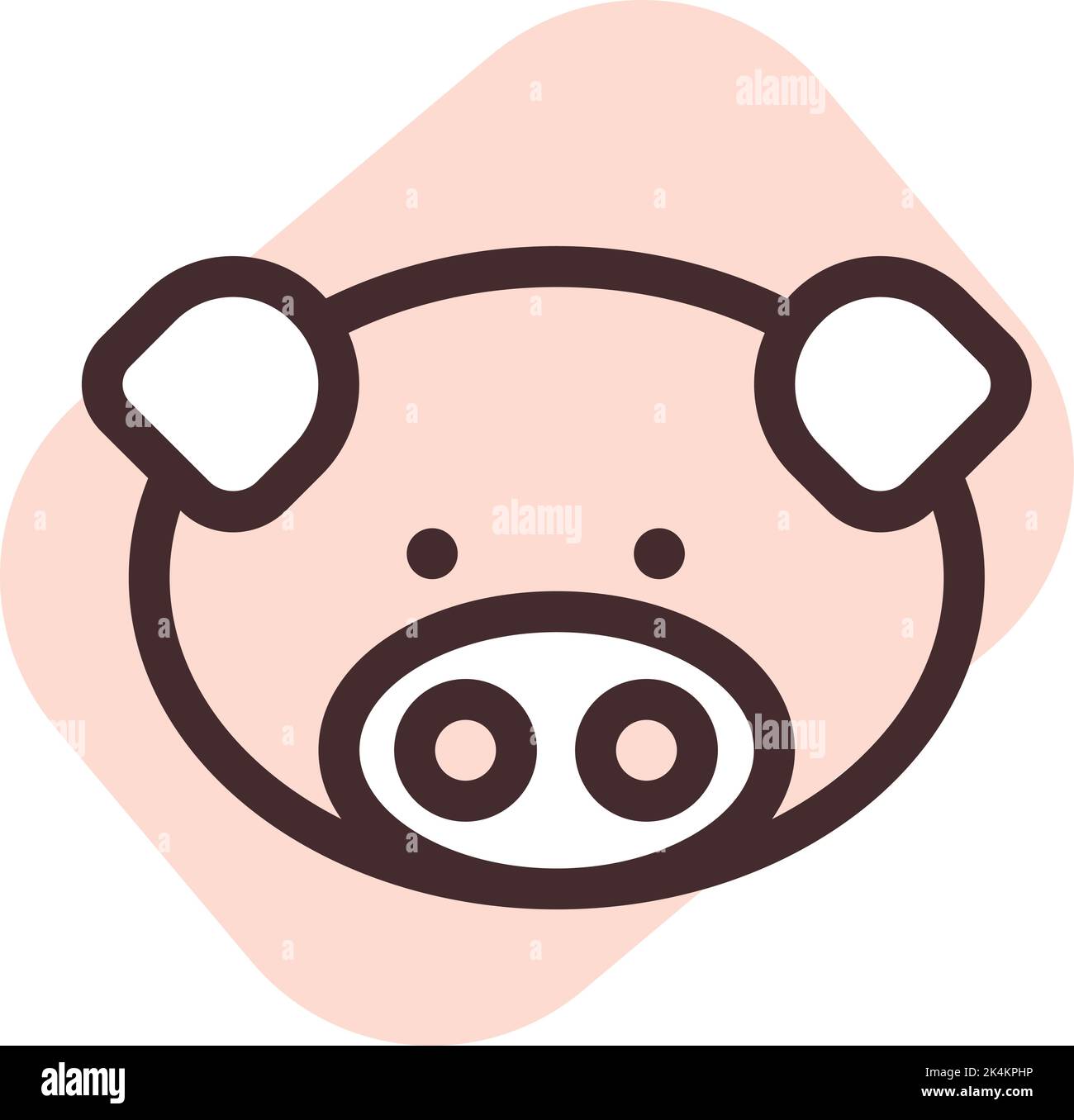 Brown pig head, illustration, vector on a white background Stock Vector ...