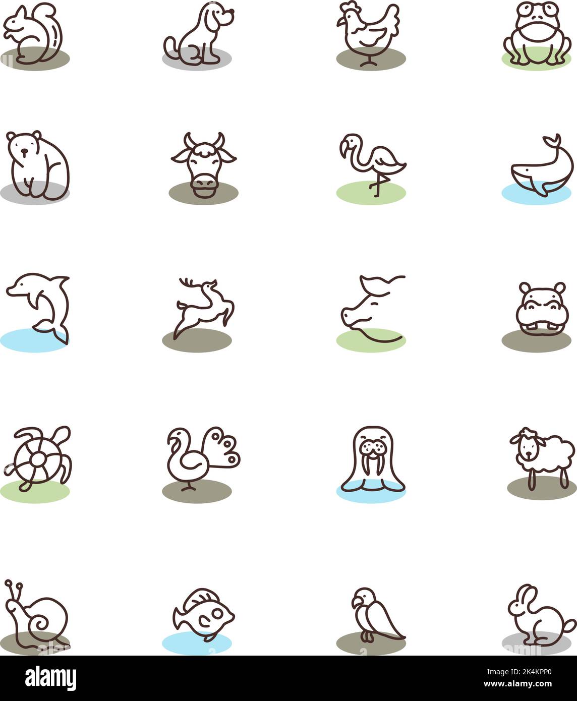 Brown wild and domesticated animals, illustration, vector on a white ...