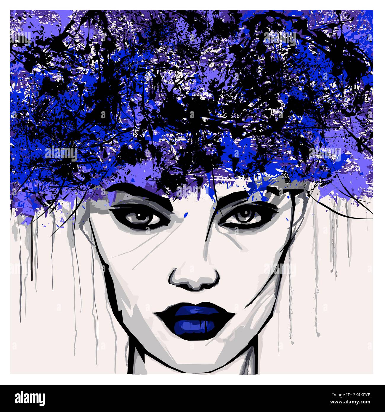 Original abstract digital portrait of a woman - vector illustration ...