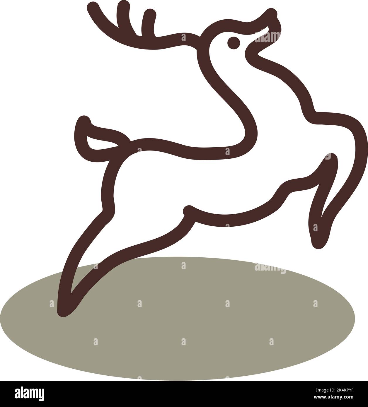 Brown deer jumping, illustration, vector on a white background Stock ...
