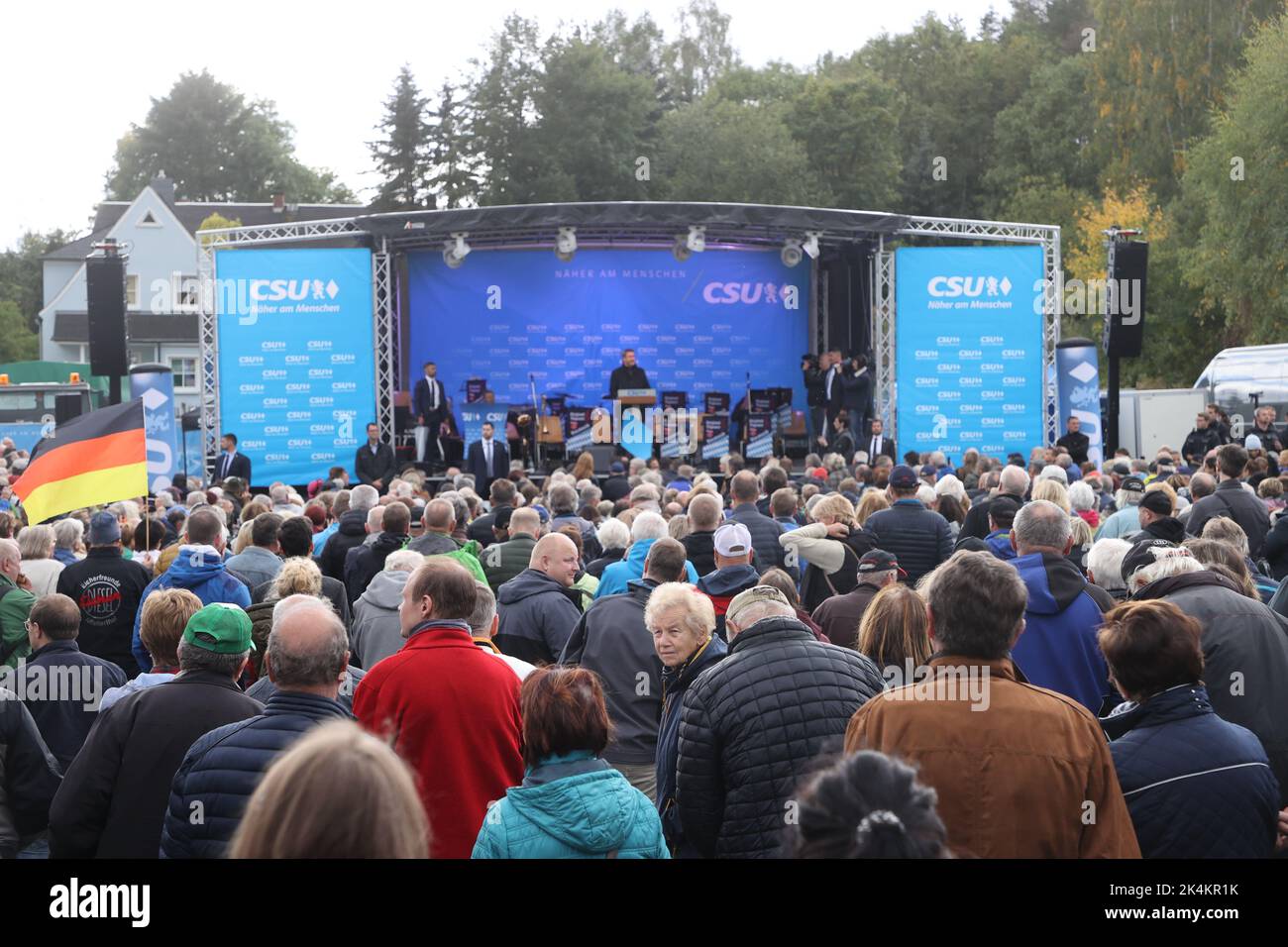 03 October 2022, Thuringia, Mödlareuth/Töpen: Markus Söder (CSU, in the ...