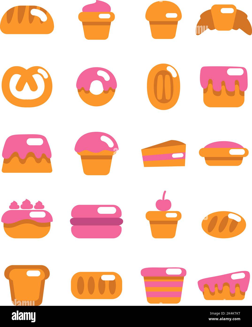 Fresh bakery pastries, illustration, vector on a white background Stock ...