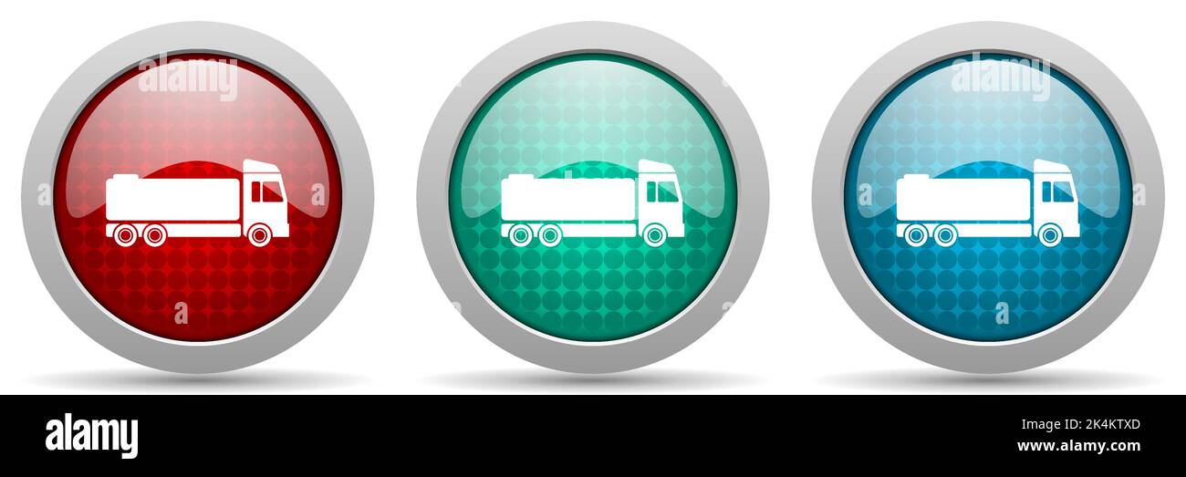 Truck vector icon set, glossy web buttons collection Stock Vector Image ...