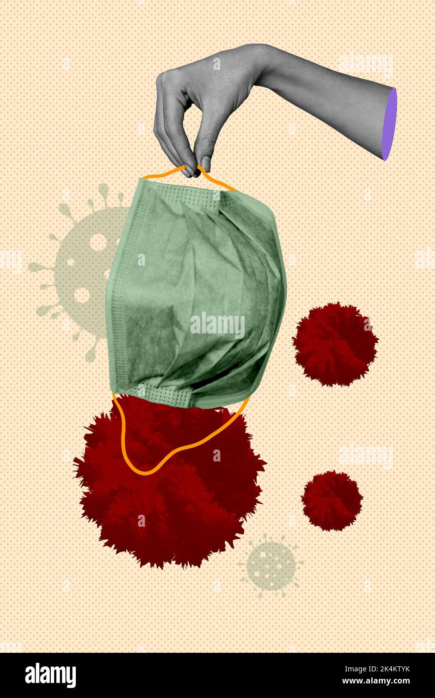 Creative photo 3d collage poster postcard artwork of human palm throw ...