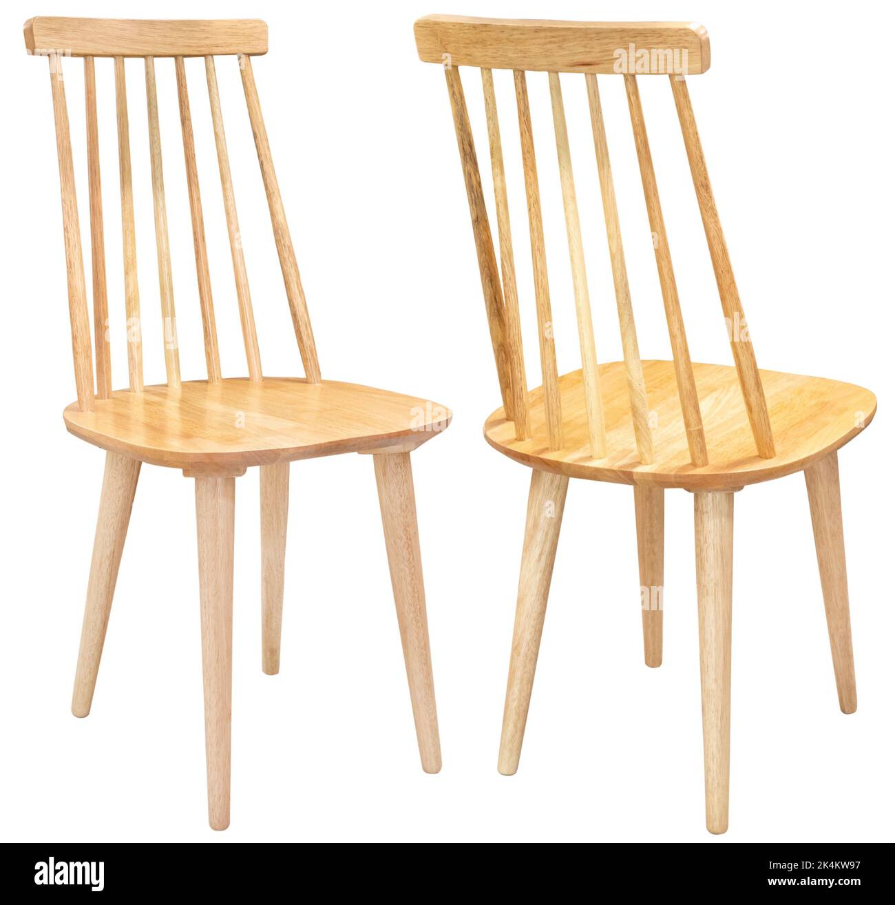 A chair made of natural wood in different angles. Isolated on a white ...