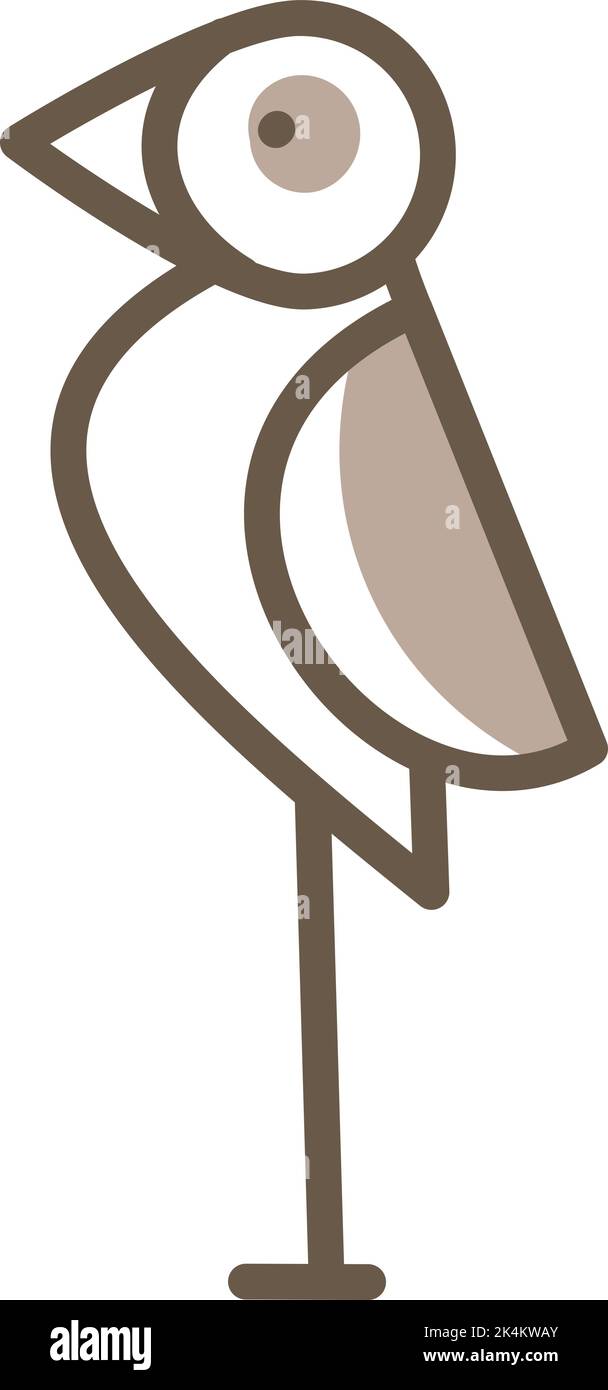 Brown bird on one leg, illustration, vector on a white background Stock ...