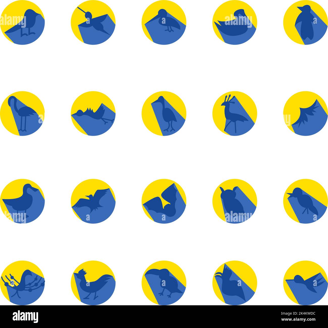 Blue birds icon pack, illustration, vector on a white background Stock ...