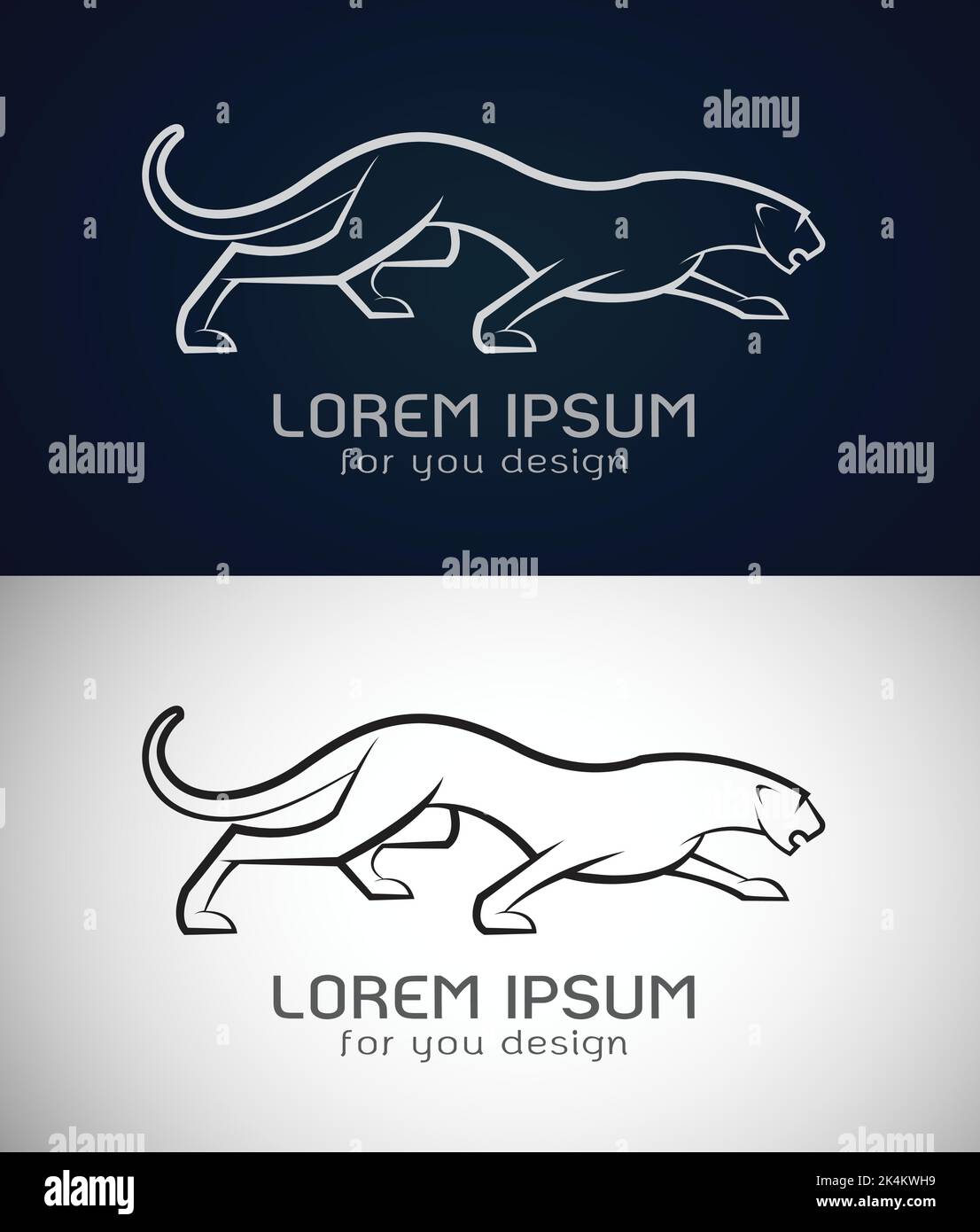 Vector image of panther design on white background and dark blue ...