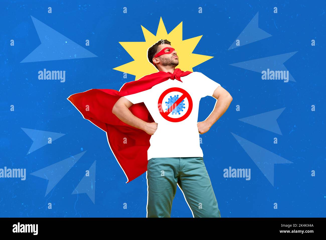 3d retro abstract creative artwork template collage of confident young ...