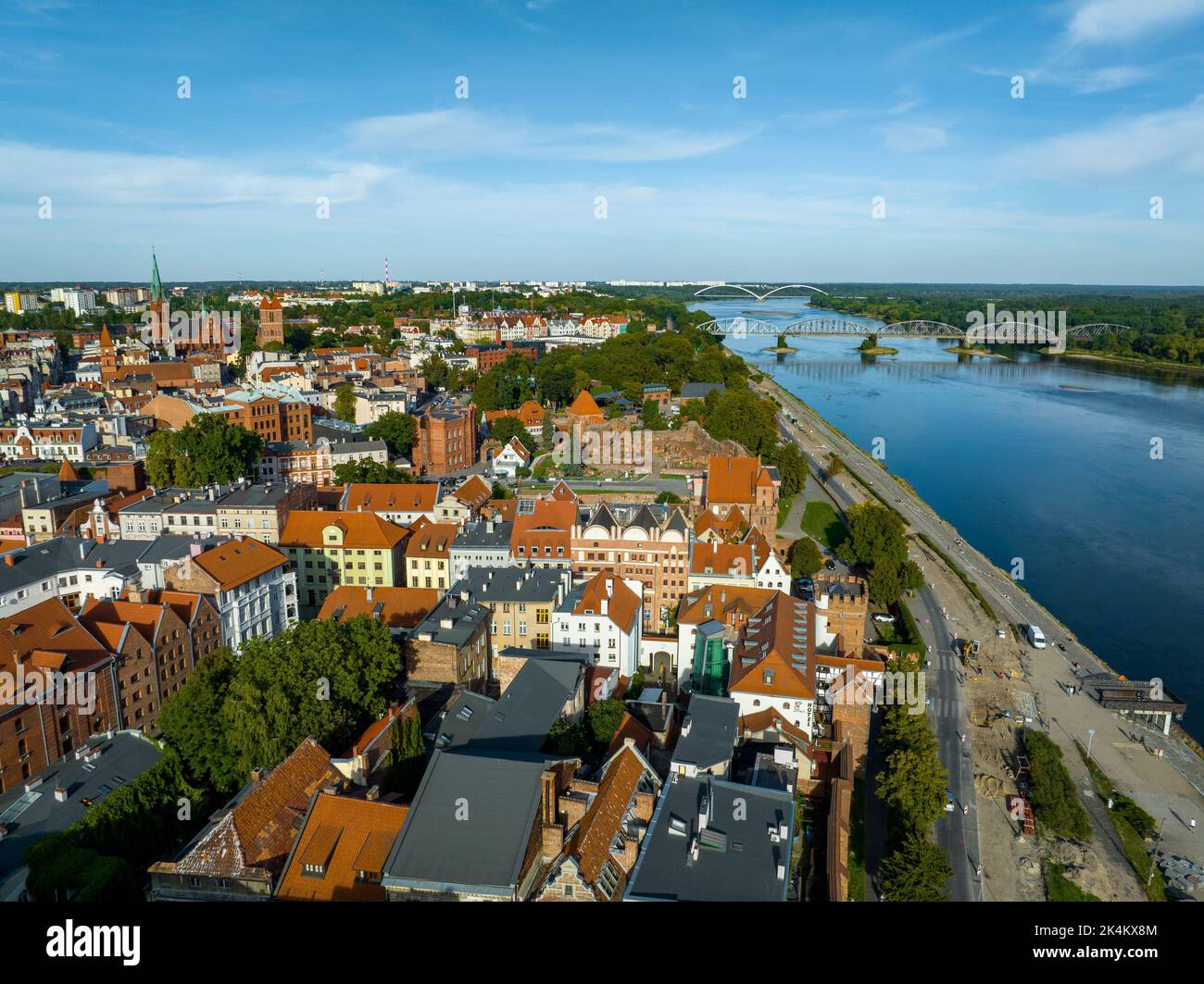 Torun. Aerial View of Old City of Torun. Vistula ( Wisla ) River with ...