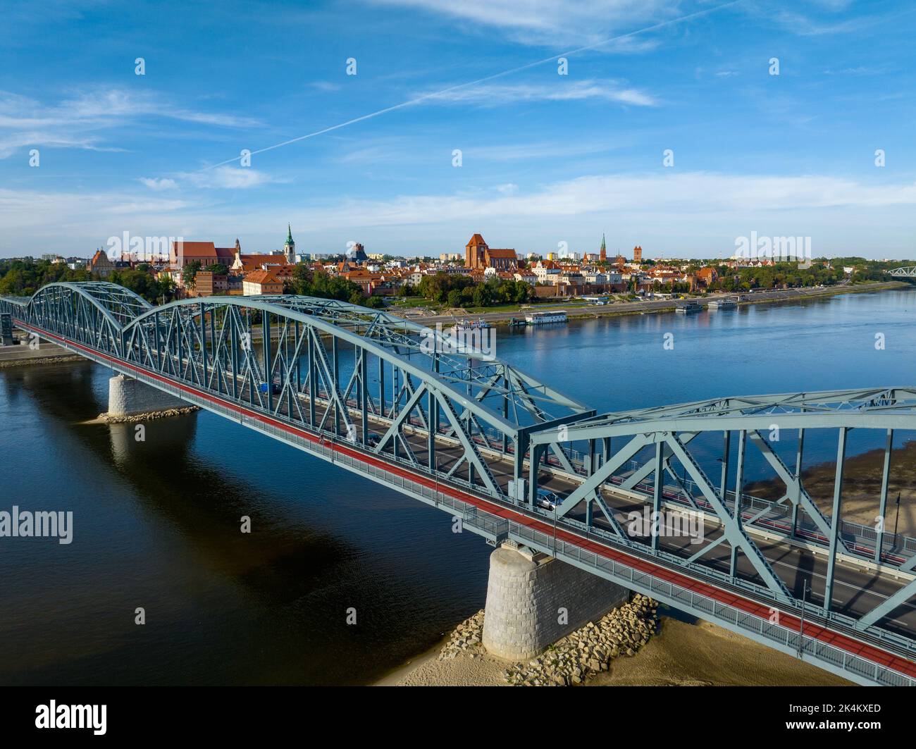 Torun. Aerial View of Old City of Torun. Vistula ( Wisla ) River with ...