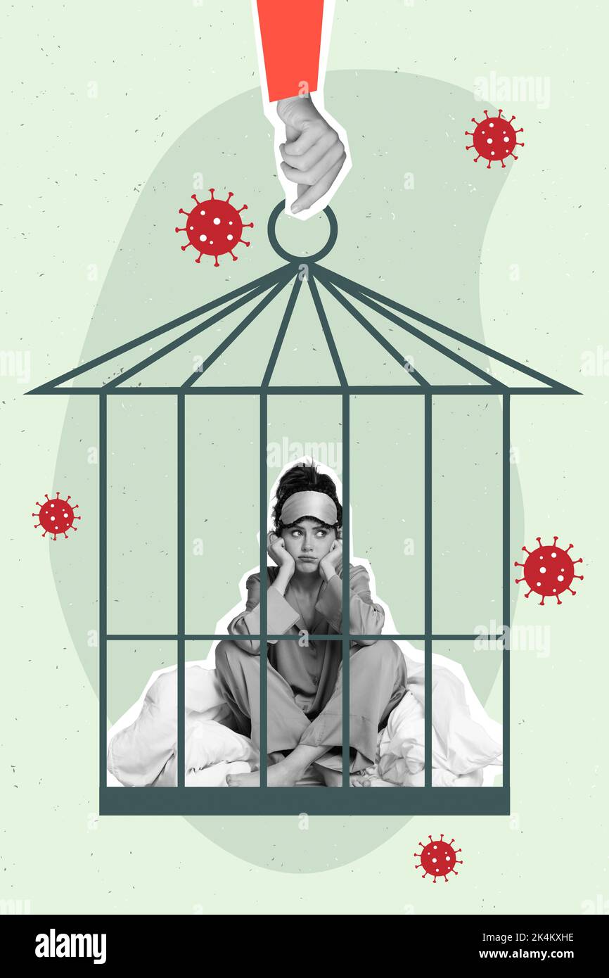 3d retro abstract creative artwork template collage of bored depressed ...