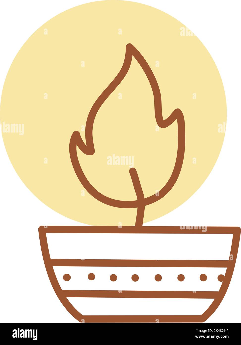 Small candle with big flame, illustration, vector on a white background ...
