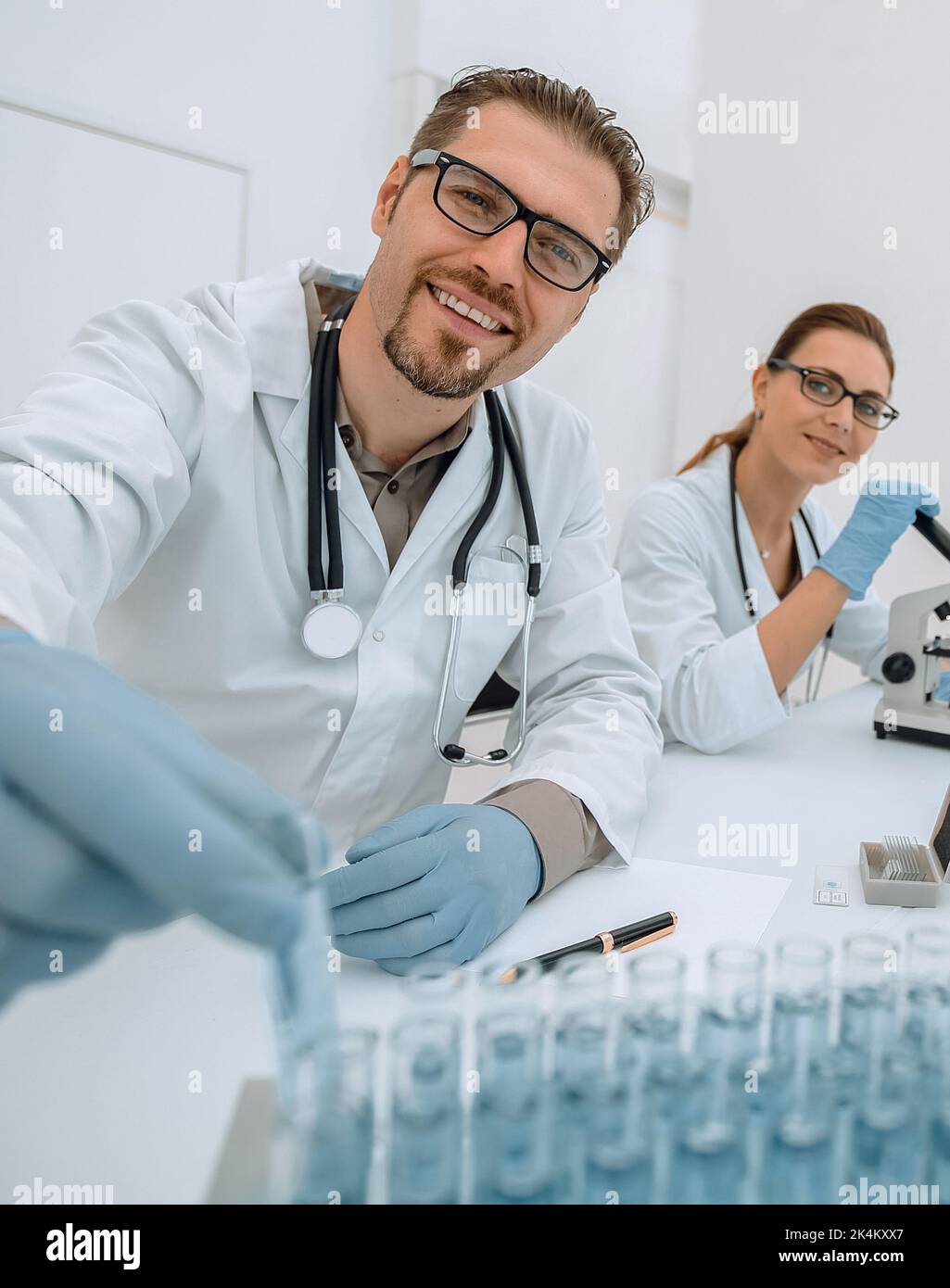 background image.scientists working in the laboratory Stock Photo - Alamy