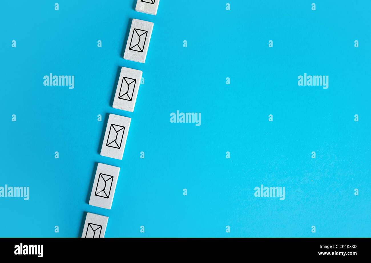 Continuous flow of mail and correspondence. incoming email messages ...