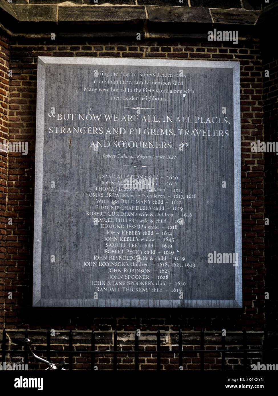 Wall Plaque memorialising Pilgrim children who died in Leiden, Holland ...