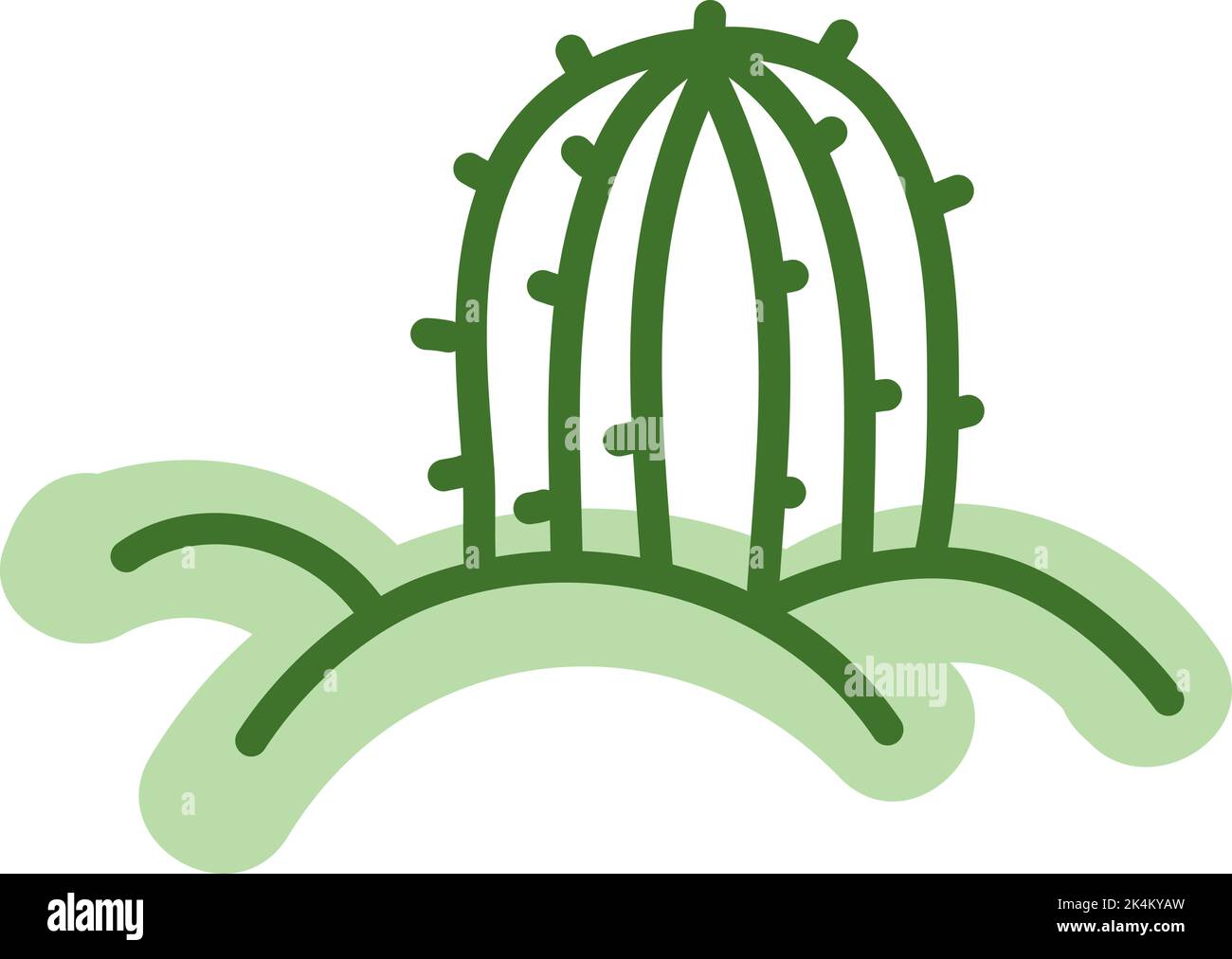 Golden barrel cactus, illustration, vector on a white background Stock ...