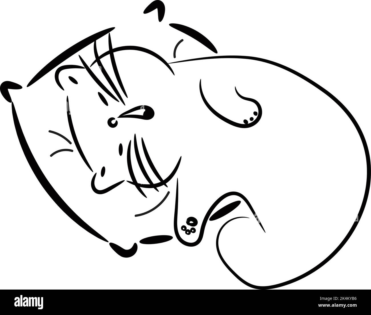 Cat on a square pillow, illustration, vector on a white background ...