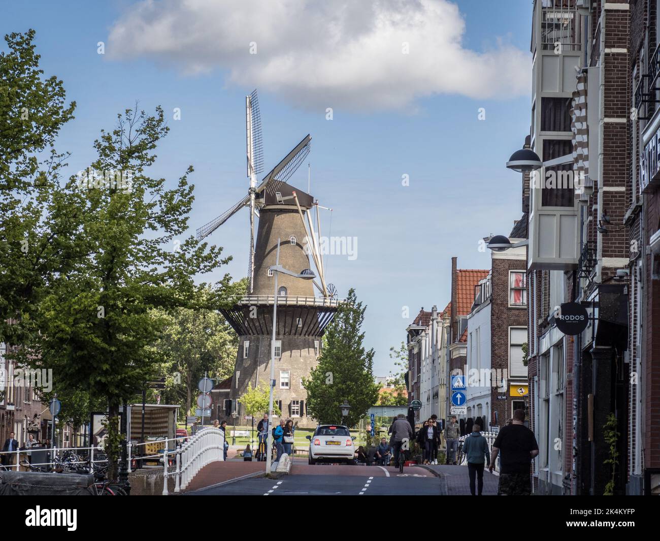The Molen De Valk windmill in the center of Leiden, Holland Stock Photo ...