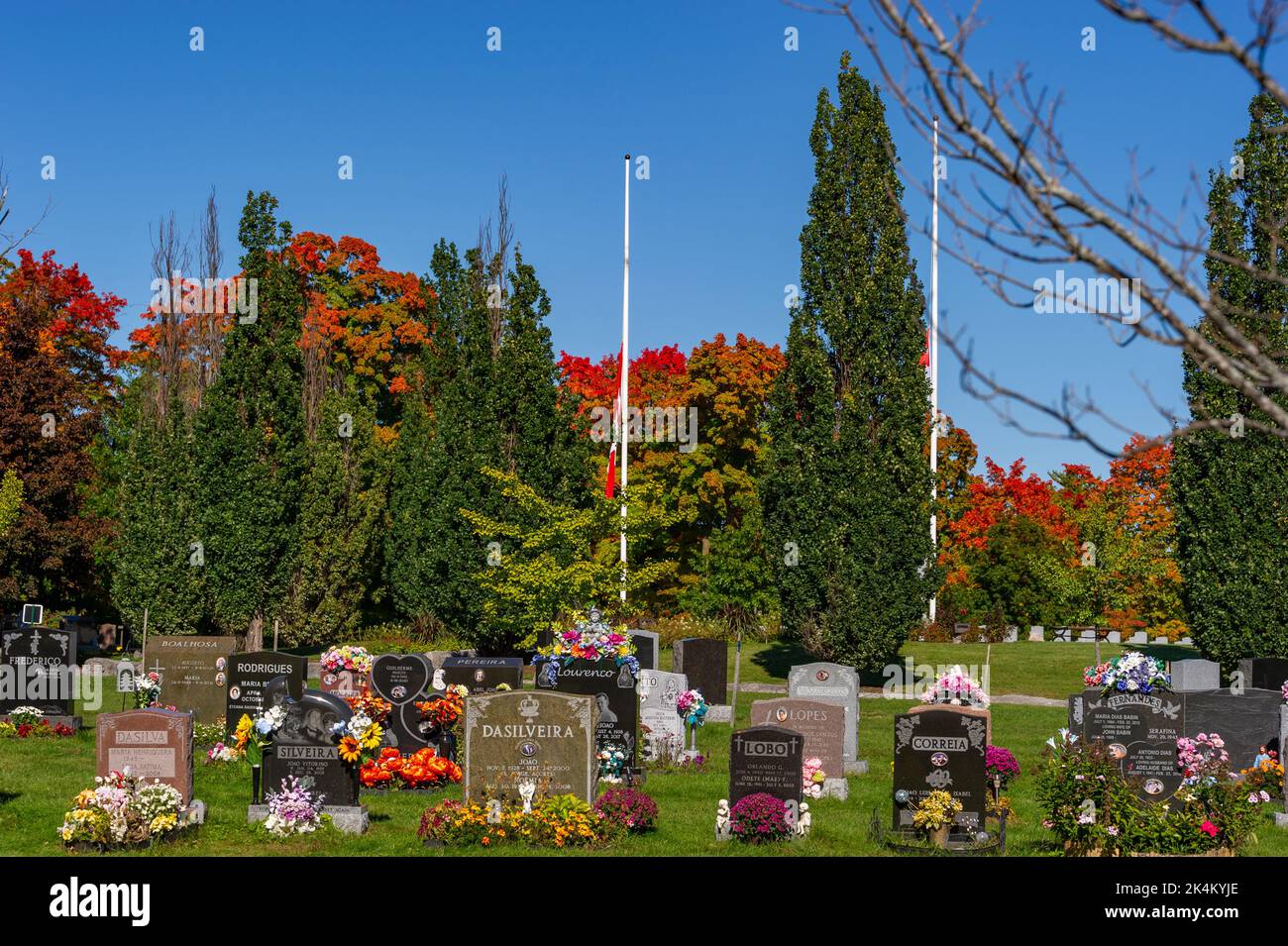 Beechwood Cemetery, National Cemetery of Canada during the fall season ...