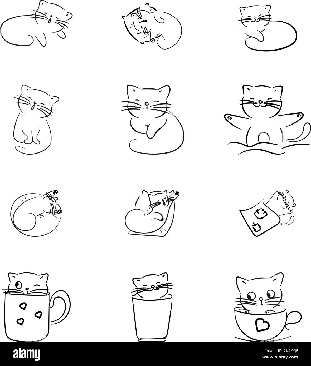 Moody cat, illustration, vector on a white background Stock Vector ...