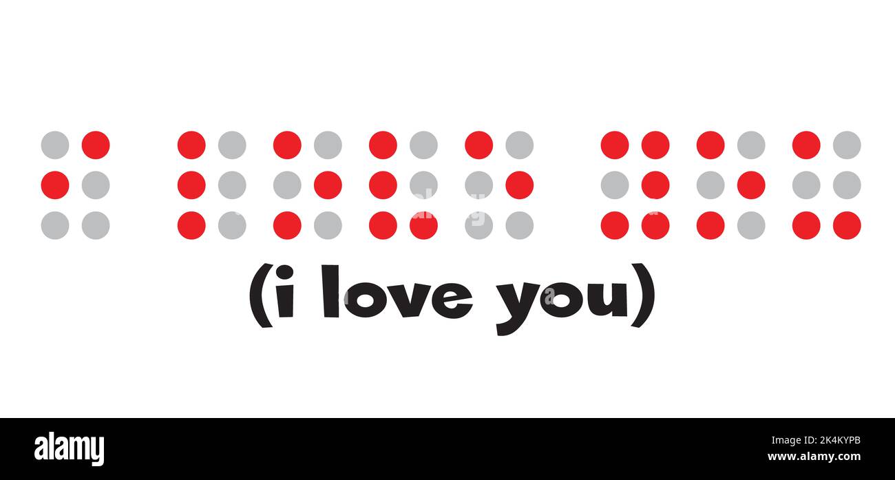 Slogan i love you to blindness language, letter visual braille code or ...