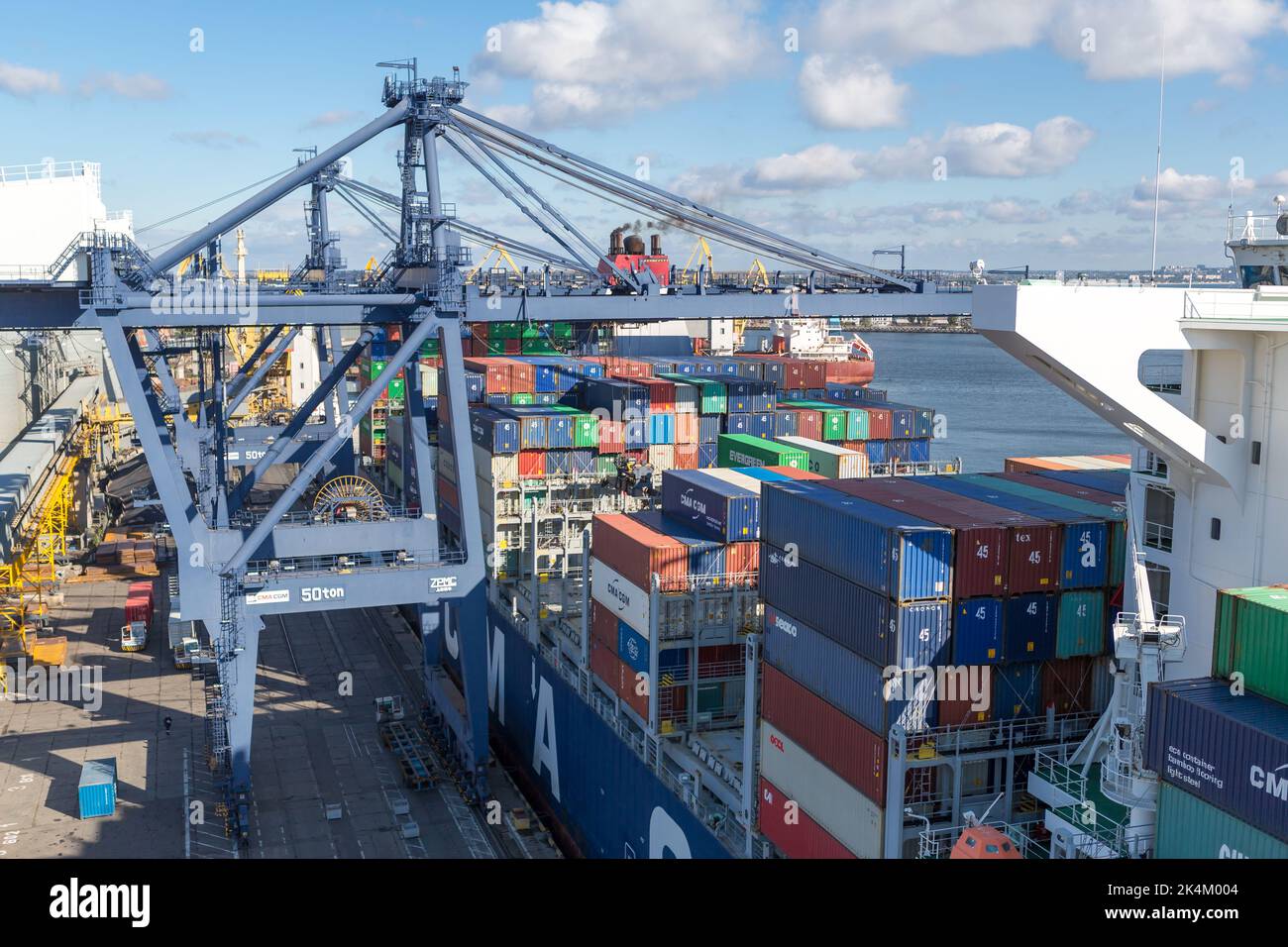 Odessa, Ukraine SIRCA 2018: Container ship in port at container ...