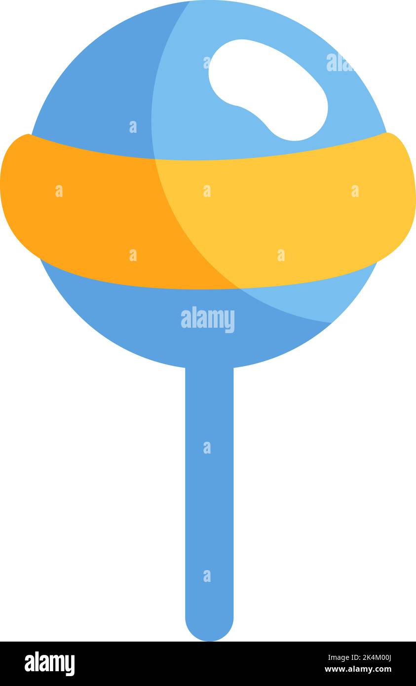 Blue and yellow childhood lollipop, illustration, vector on a white ...
