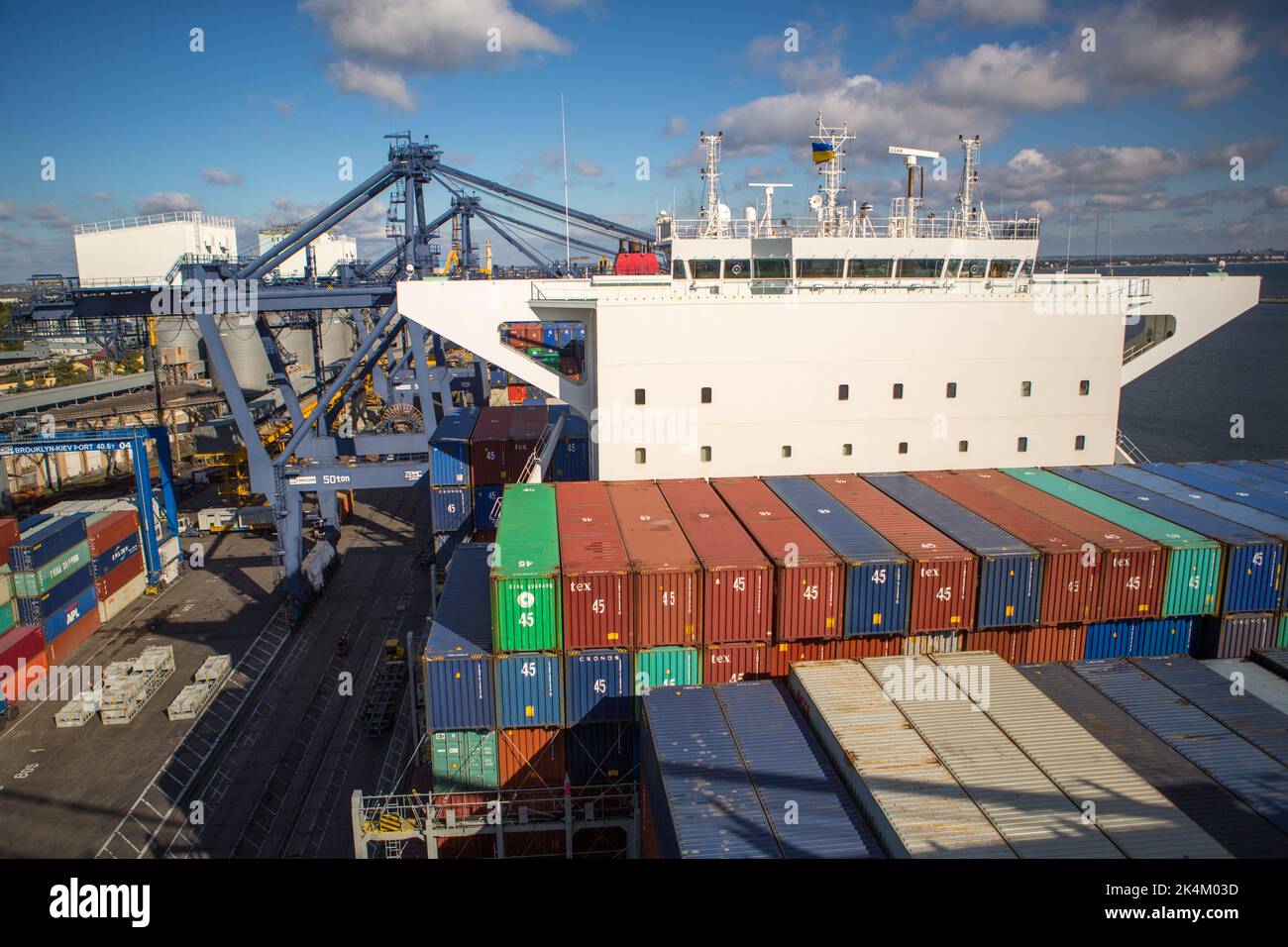 Odessa, Ukraine SIRCA 2018: Container ship in port at container ...