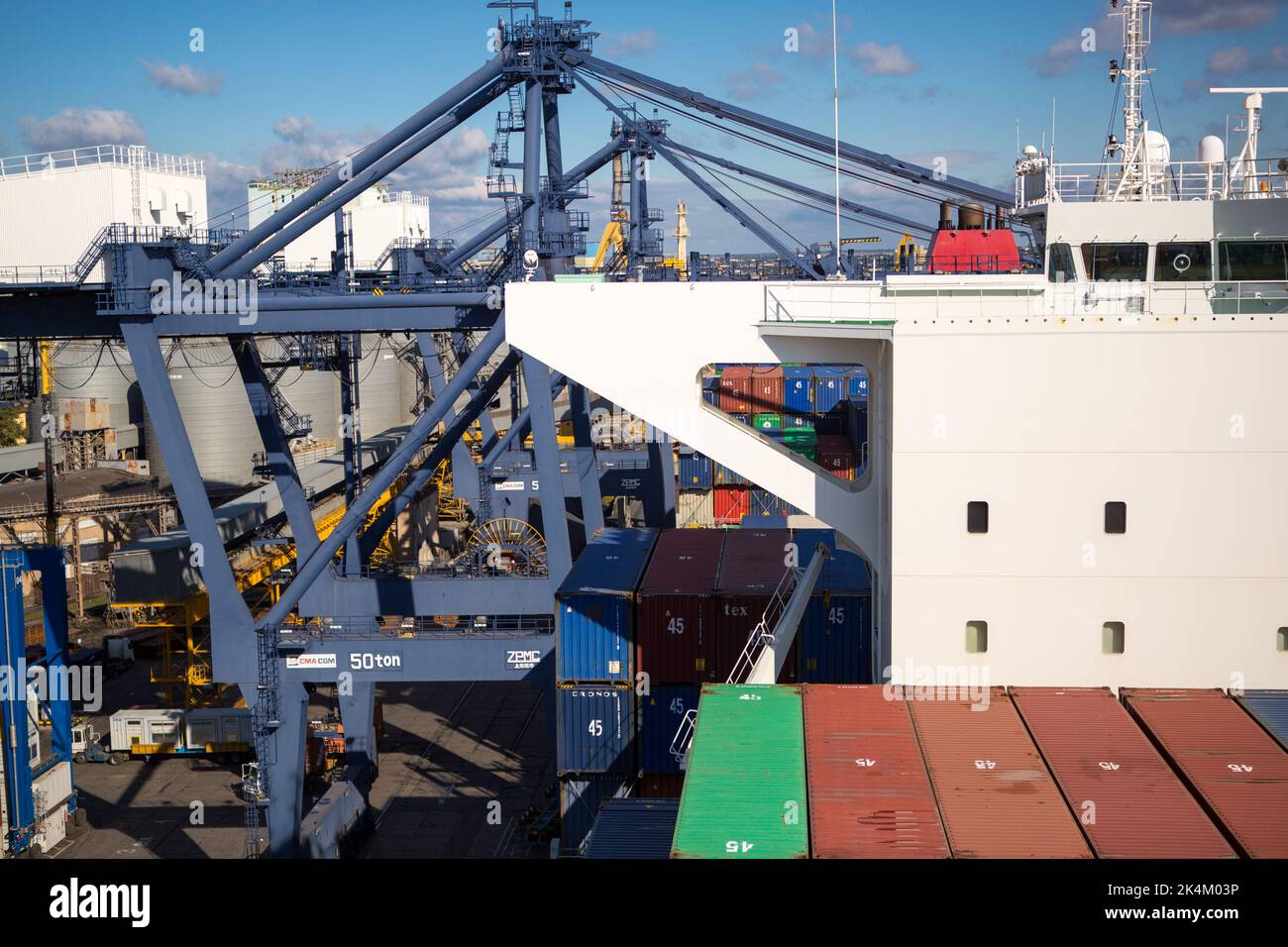 Odessa, Ukraine SIRCA 2018: Container ship in port at container ...